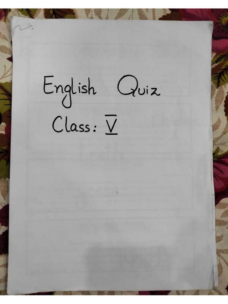 English Quiz... Grade 5th | PDF