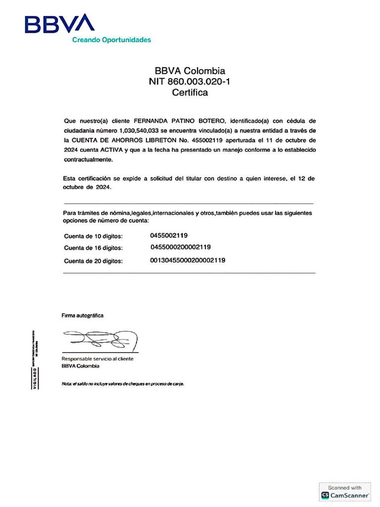 Certificado BBVA | PDF