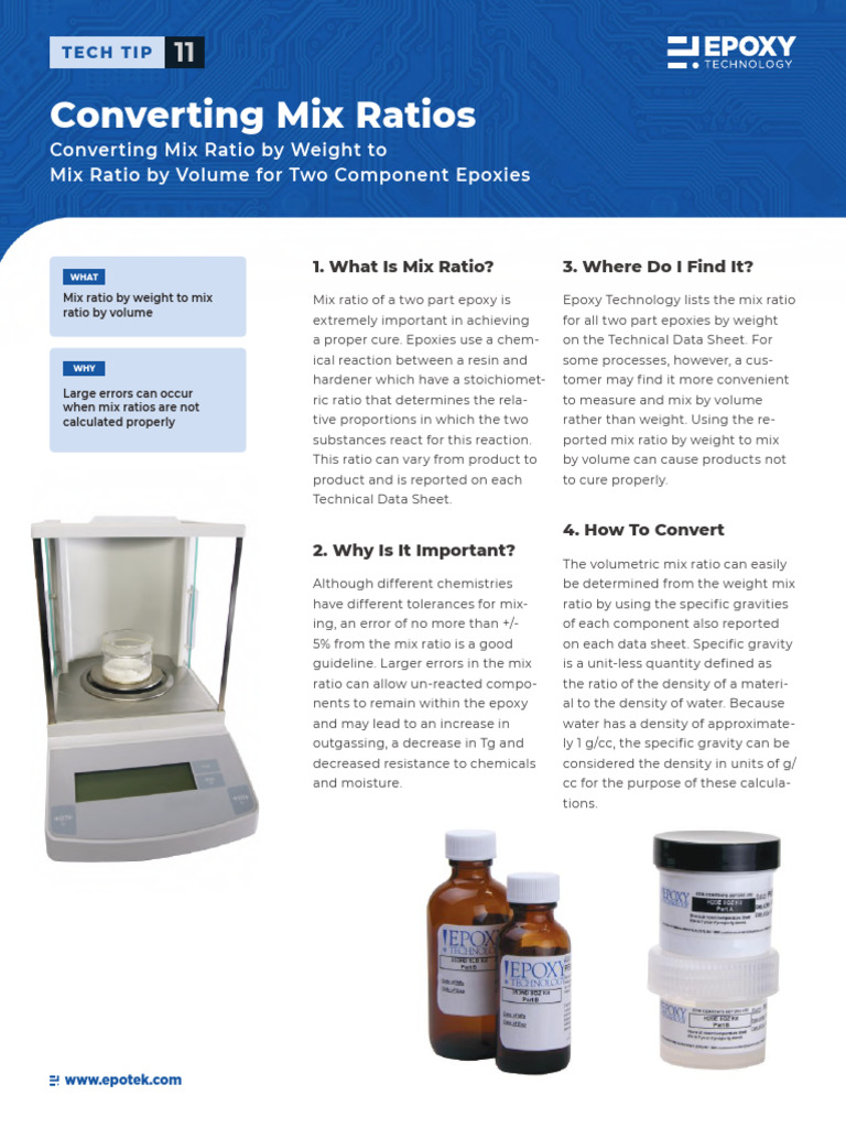 Tech Tip 11 Converting Mix Ratios | PDF | Density | Epoxy