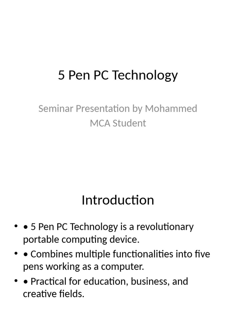5 Pen PC Technology Seminar | PDF