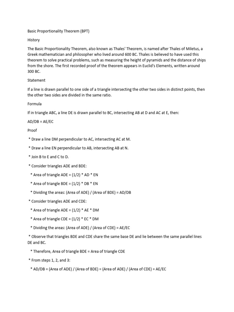 BPT Proof Class 10 | PDF