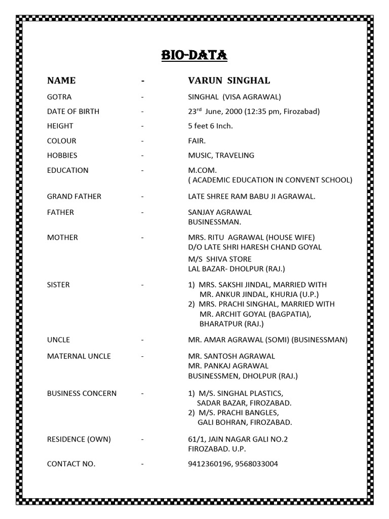 Biodata Varun | PDF