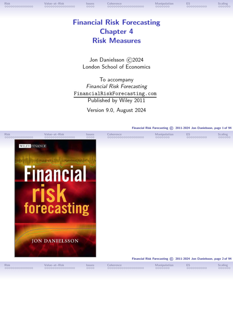 Danielsson Financial Risk Forecasting Slides 4 | PDF | Value At Risk | Risk