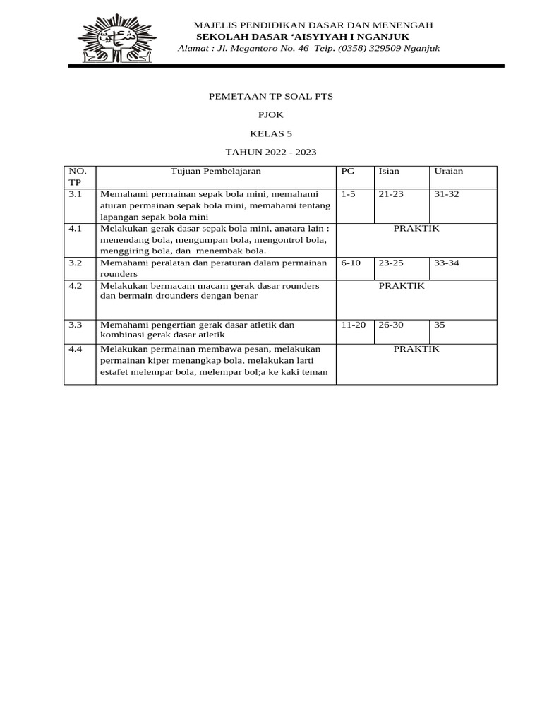 PTS PJOK KLS 5 | PDF