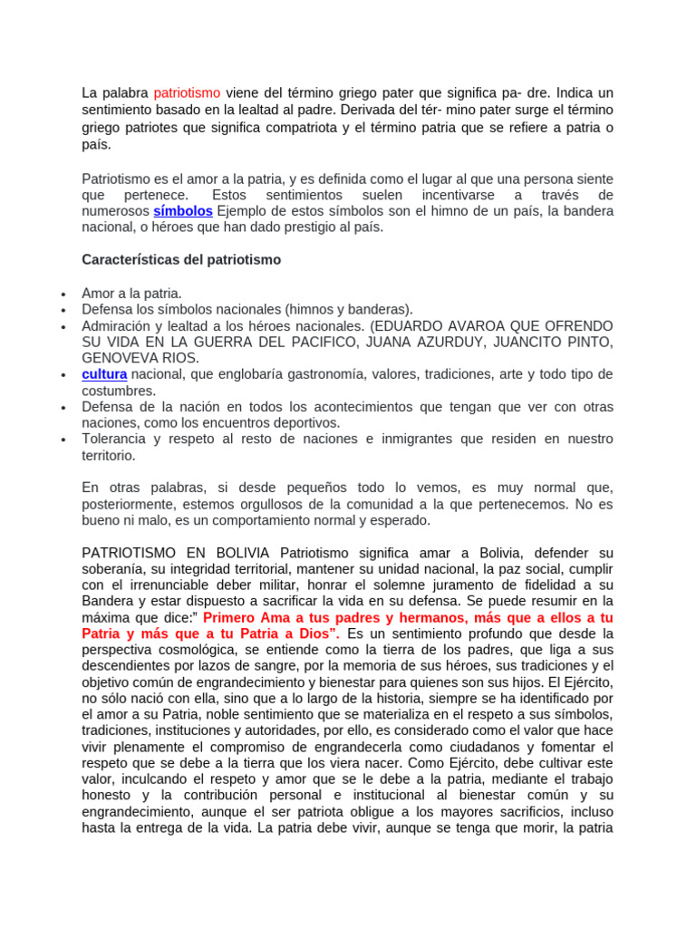 Definición y Significado del Patriotismo | PDF | Patriotismo | Amor