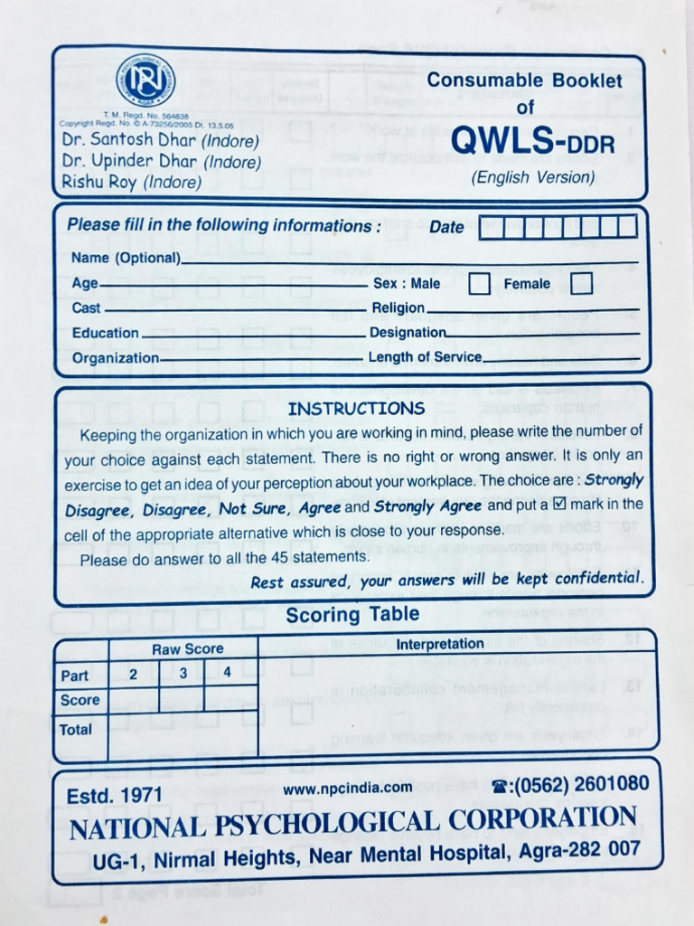 Quality of Work Life Scale (QWLS) | PDF