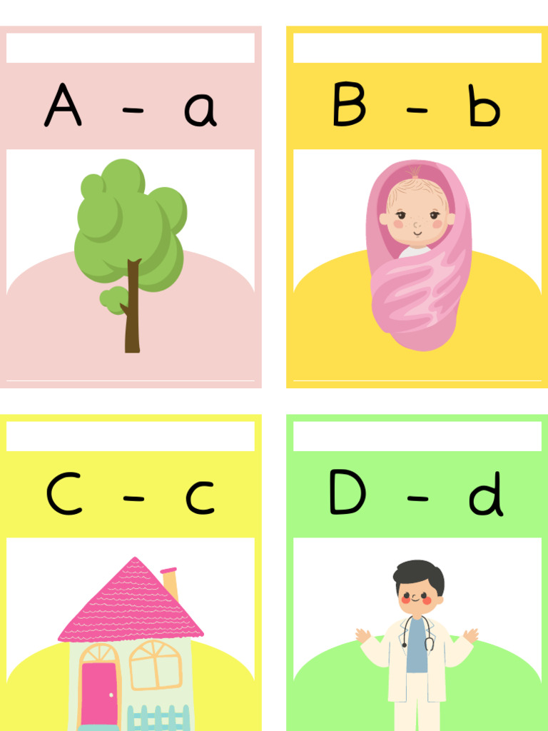Tarjetas Educativas Del Abecedario Ilustradas Multicolores | PDF