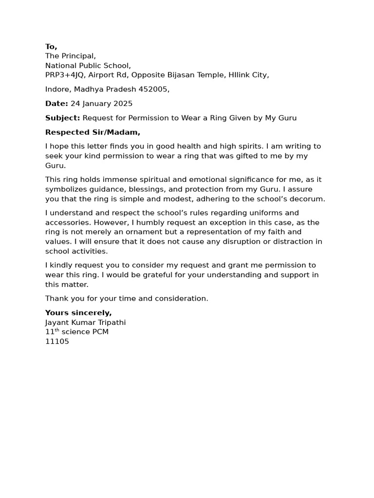 Permission Request for Spiritual Ring | PDF