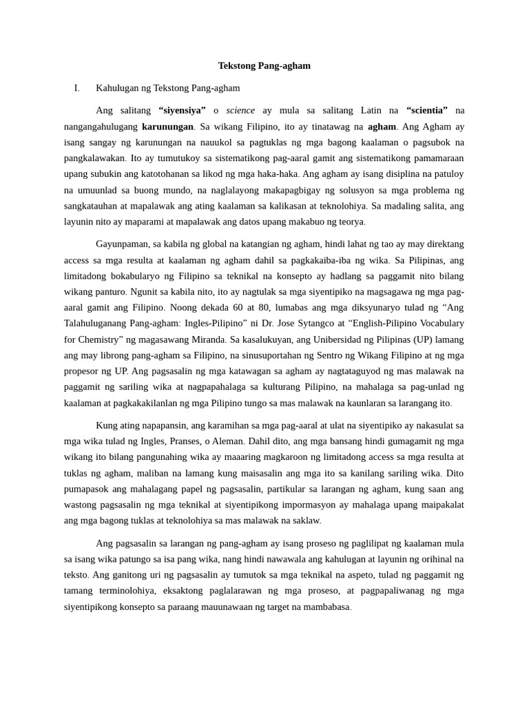Tekstong Pang Agham | PDF