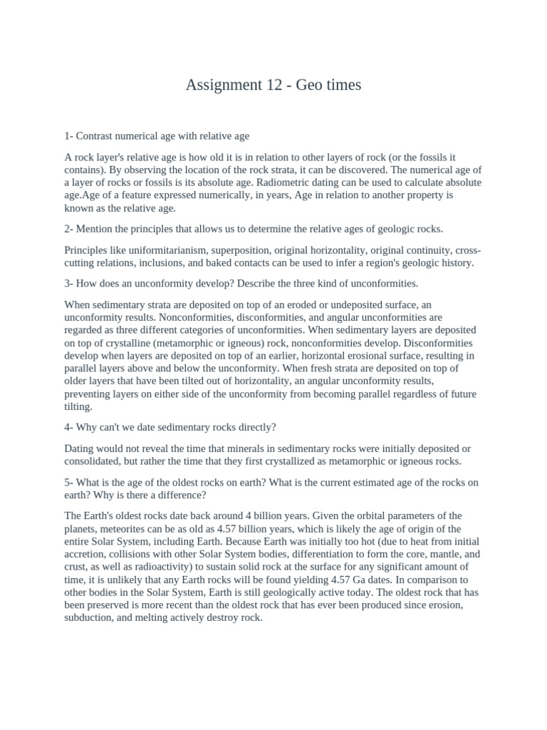 Assignment 12 | PDF | Rock (Geology) | Geology