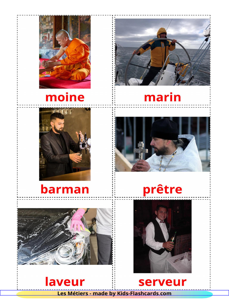 Flashcards for French Jobs and Occupations | PDF