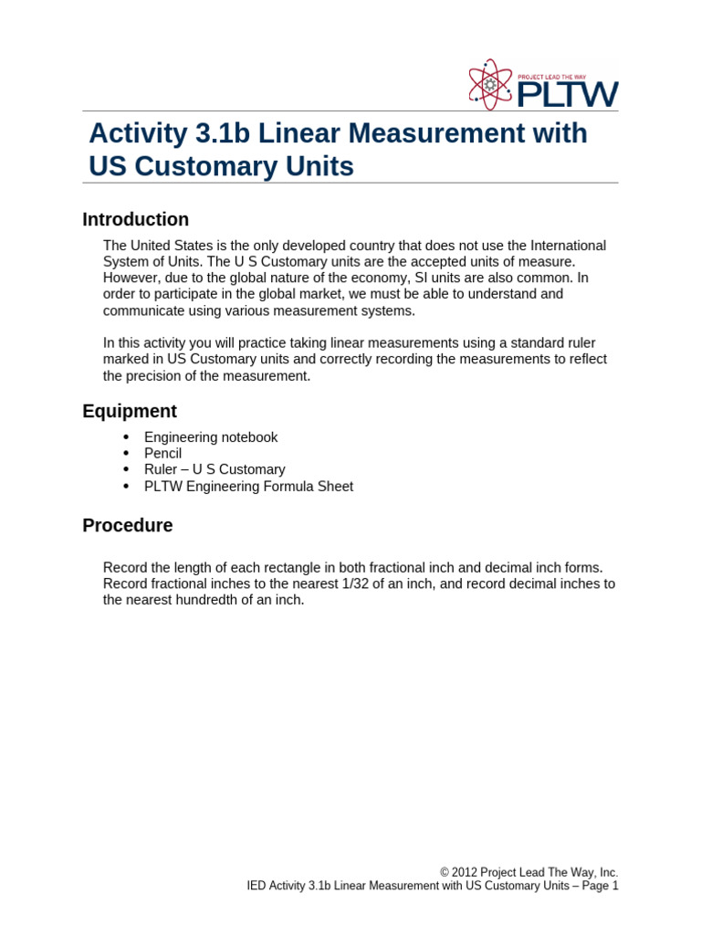 Linear Measurement with US Customary Units | PDF | Measurement | Inch