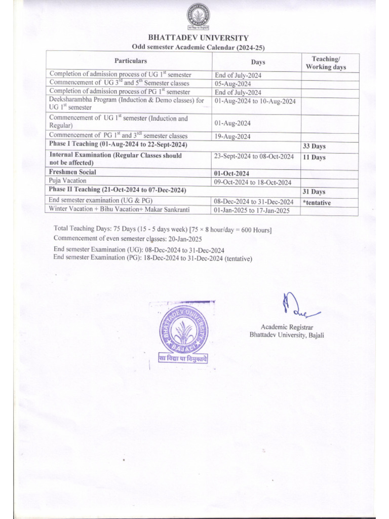 Academic Calender | PDF