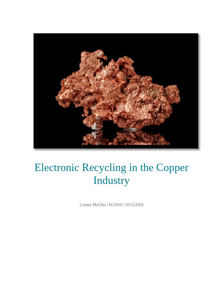 Copper Recycling from E-Waste Processes | PDF | Electronic Waste | Copper