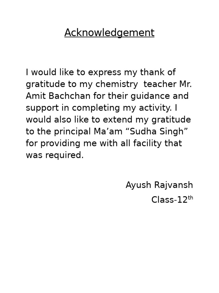 Chemistry Acknowledgement | PDF