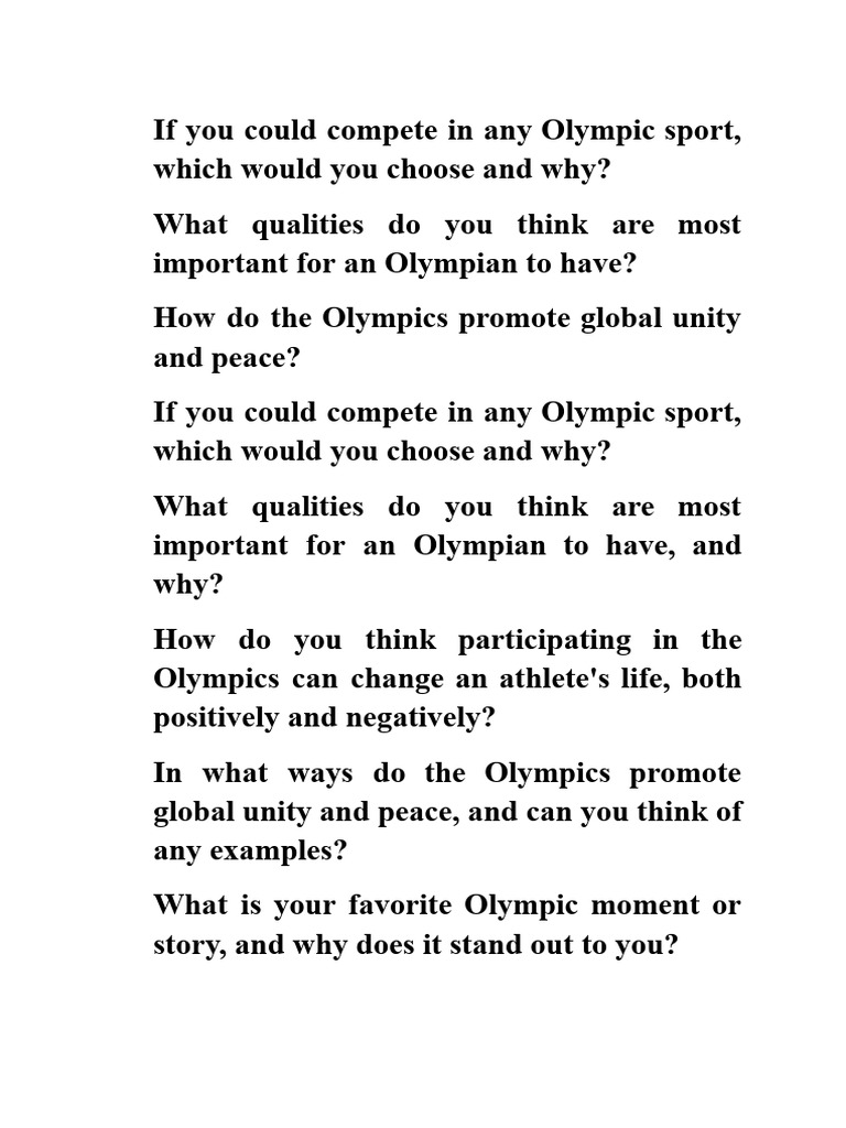If You Could Compete in Any Olympic Sport, Which Would You Choose and ...