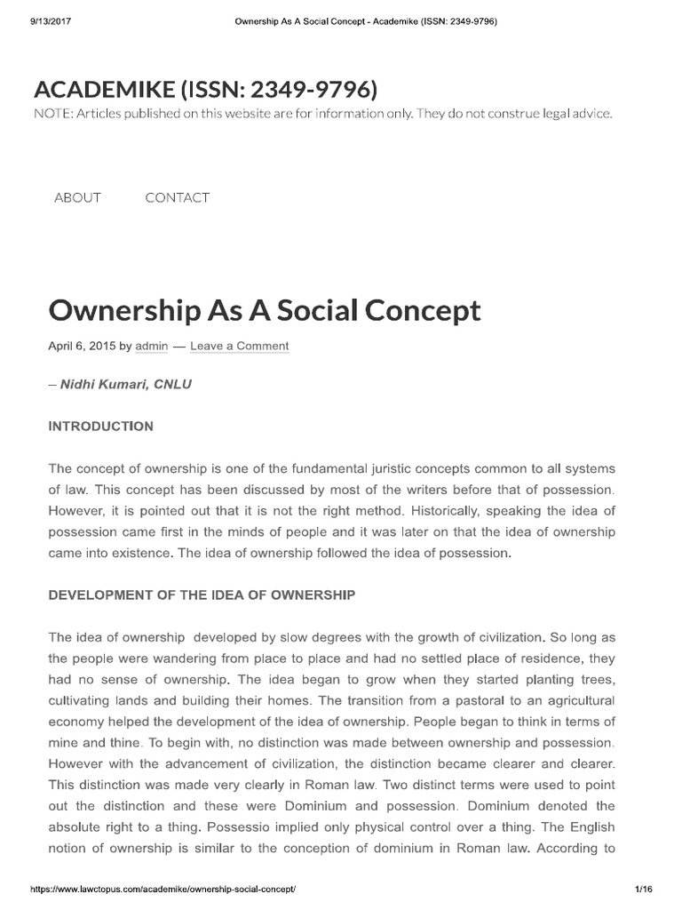 REPM - Ownership As A Social Concept | PDF