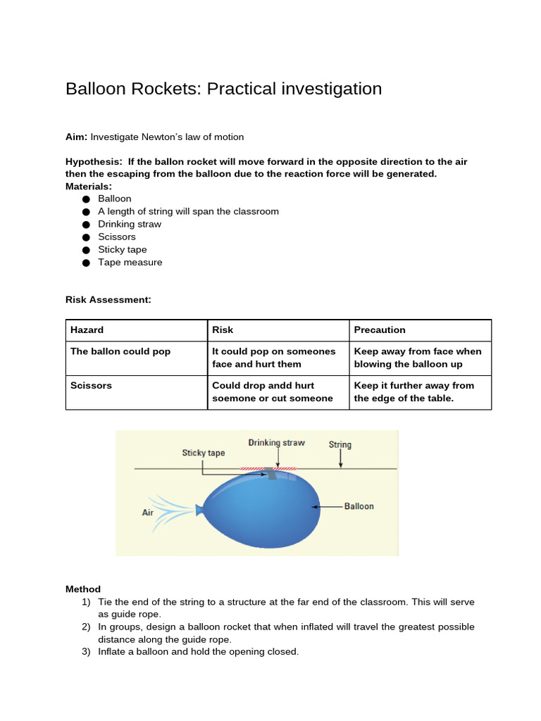 Practical - Balloon Rocket | PDF | Thrust | Jet Engine