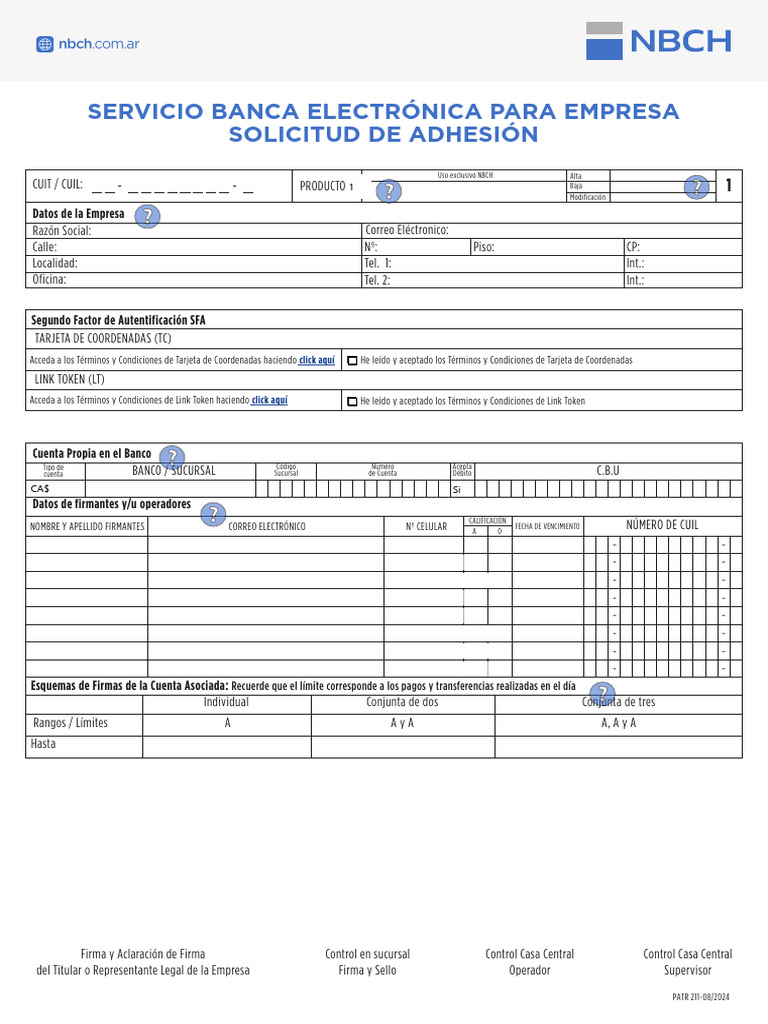 PATR 211 08 2024 - Solicitud de Adhesion Banca Electronica Empresas | PDF | Bancos | Internet