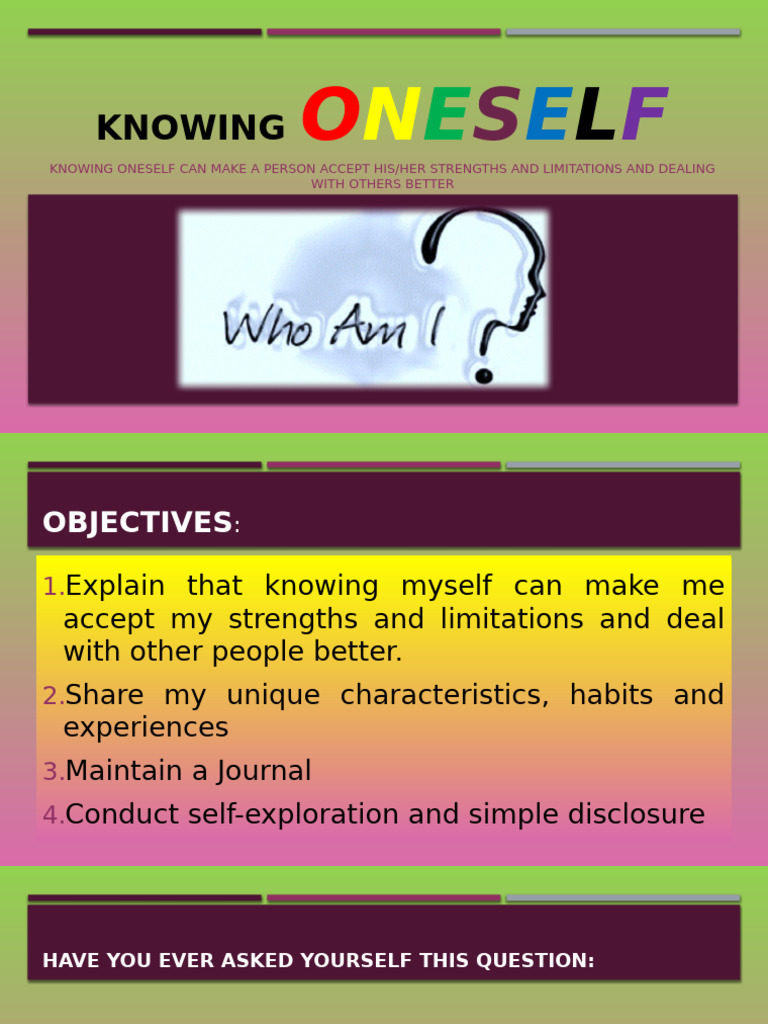 Week_1_KNOWING_ONESELF | PDF | Self | Thought