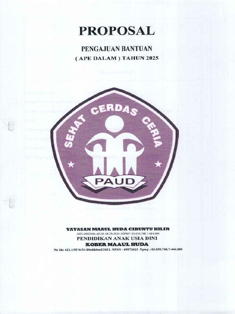 Proposal APE Dalam Maaul Huda | PDF