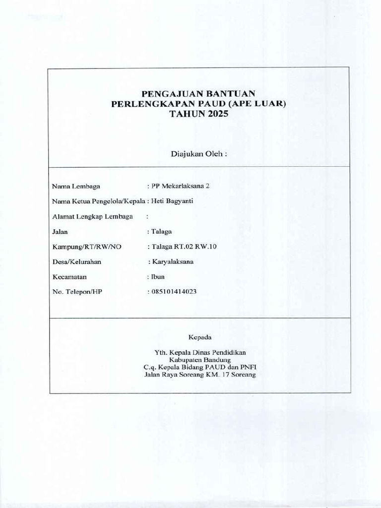 Proposal APE Luar Mekarlaksana 2 | PDF