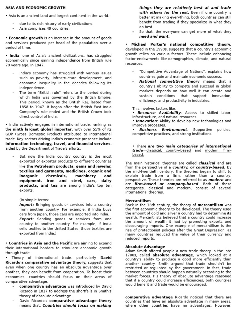 Asia's Economic Growth and Trade Theories | PDF | Comparative Advantage ...