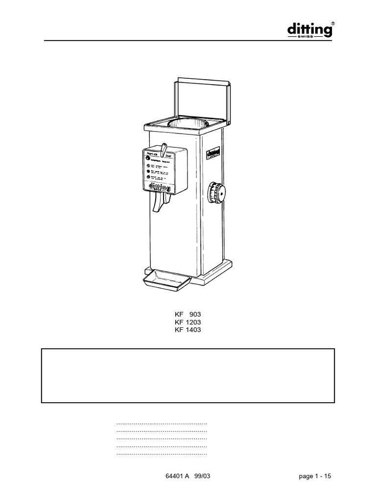 Ditting KF-903 1203 1403 Shop Grinder Original Instruction Manual EN ...