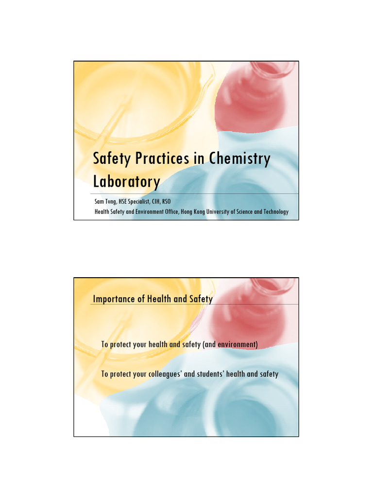 (Presentasi) Safety Practices in Chemistry Laboratory Hong Kong UST | PDF | Chemical Substances