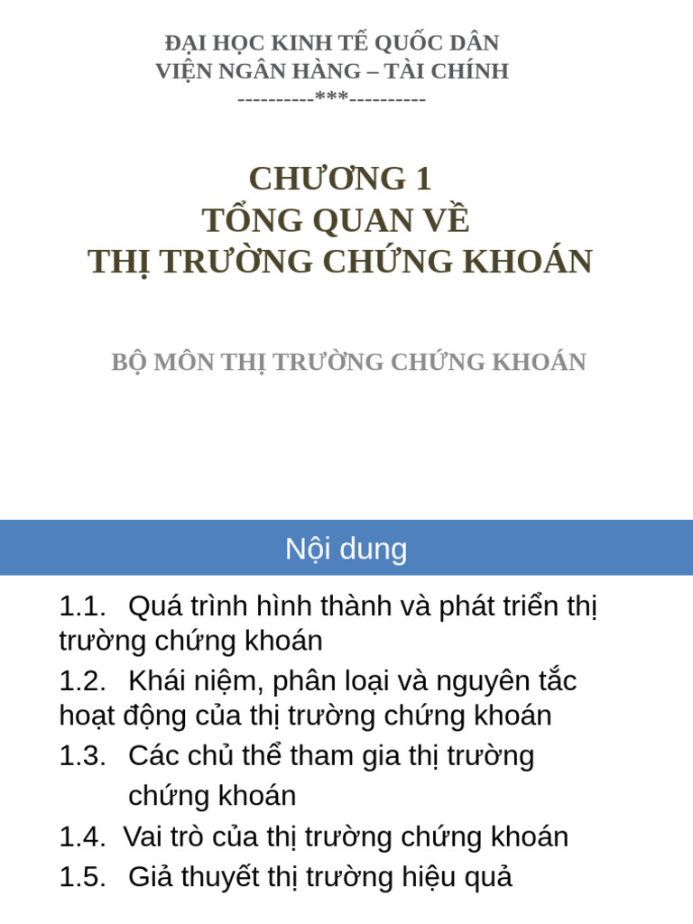 Chuong 1 - Tong Quan Ve TTCK | PDF
