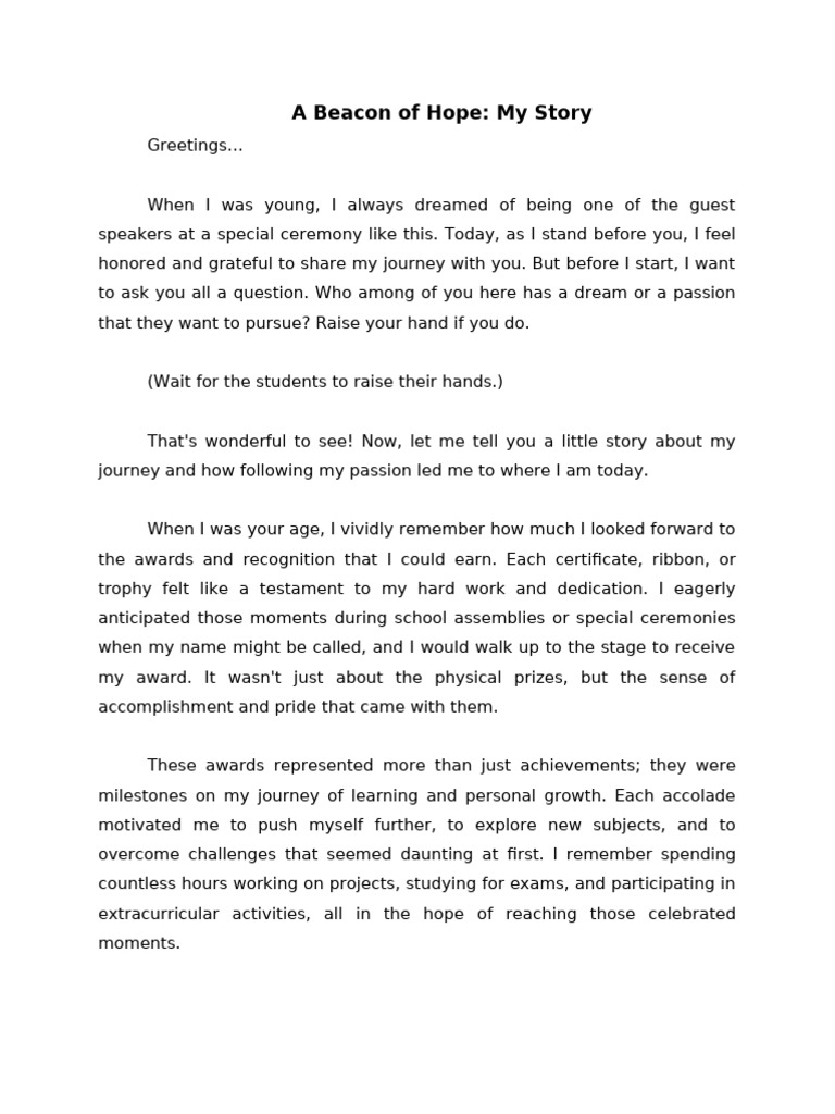 Speech For Moving Up by Jeff | PDF | Curiosity | Teachers
