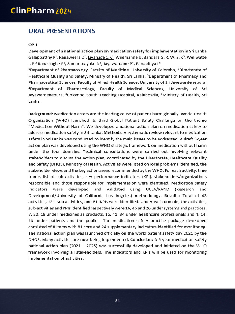 Clinpharm 2024 Proceedings 59 | PDF | Patient Safety | Pharmacy