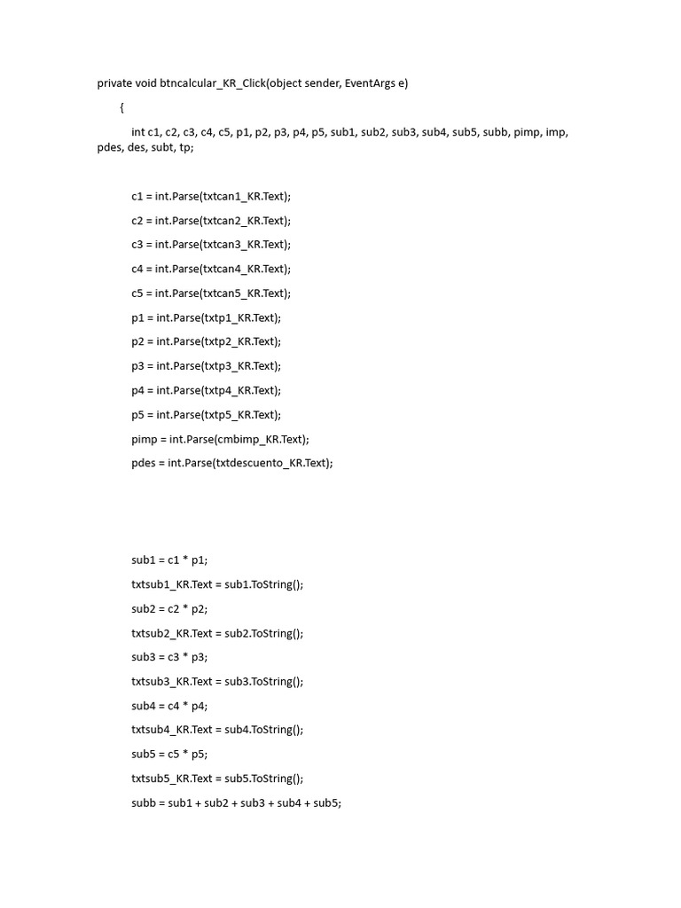 C# Sales Calculation Script | PDF