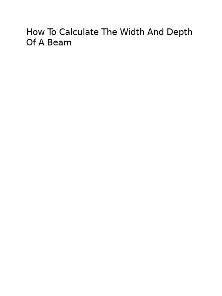 How To Calculate The Width And Depth Of A Beam | PDF | Beam (Structure ...