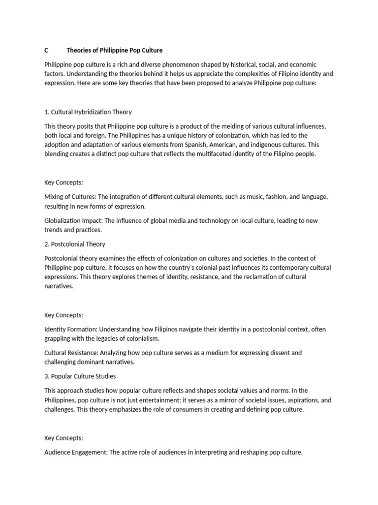 C Theories of Philippine Pop Culture | PDF | Popular Culture ...