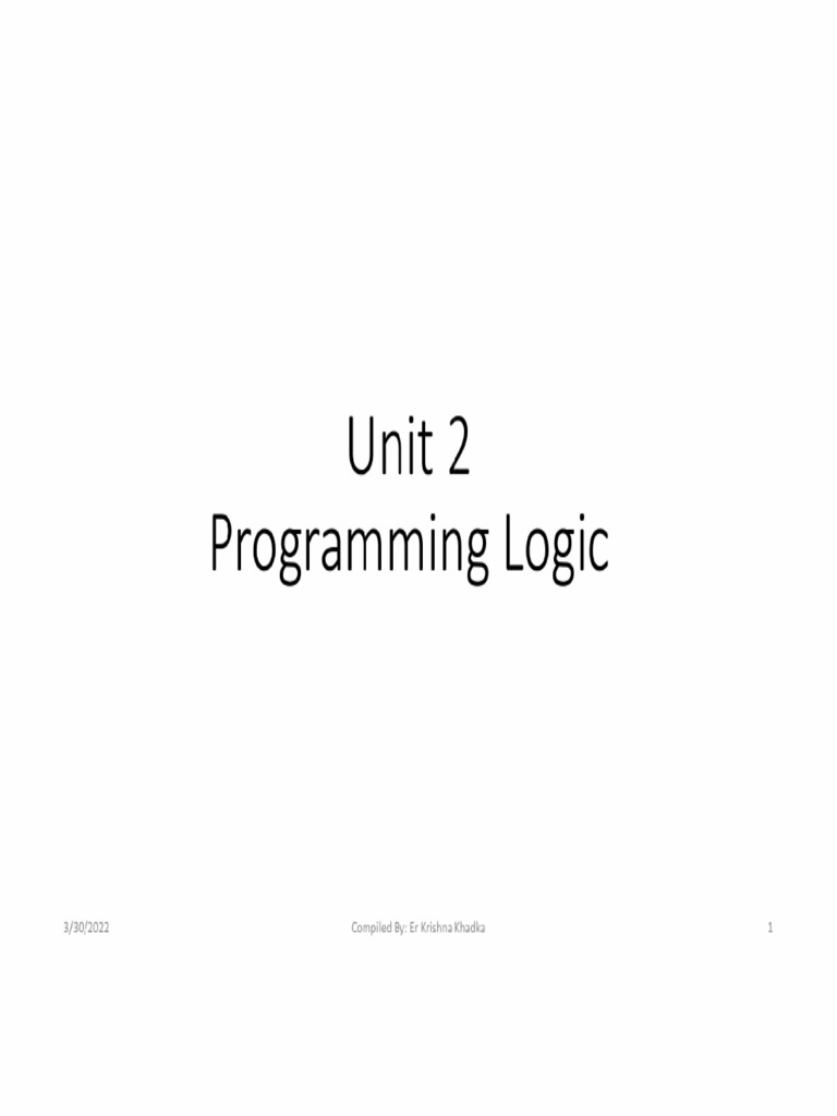 Unit2Programming Logicstudentnotes. | PDF