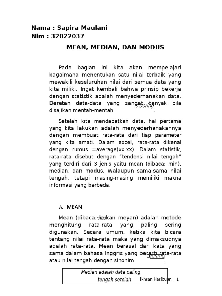 Memahami Mean, Median, dan Modus | PDF
