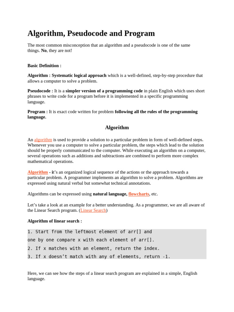 Algorithms and Pseudocode | PDF | Algorithms | Computer Programming Algorithms and Pseudocode | PDF | Algorithms | Computer Programming