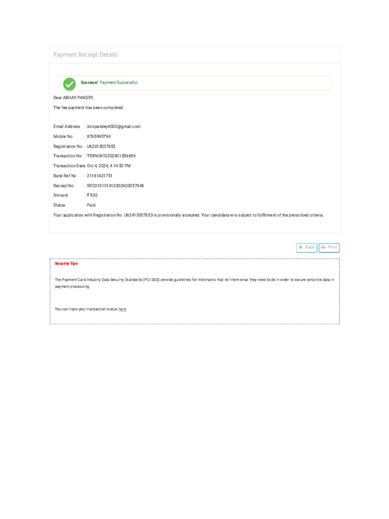 Payment Receipt for Registration U62413007653 | PDF