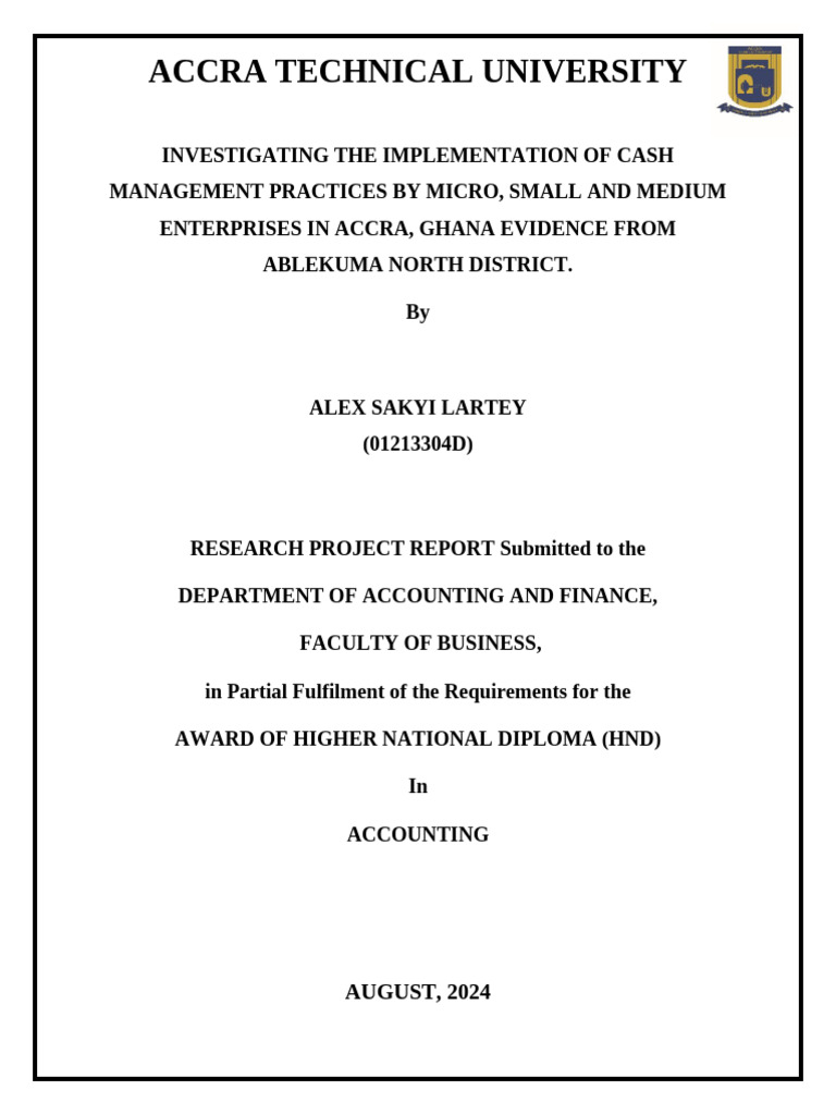 Implementation of Cash Management Practices by Micro, Small and[1 ...