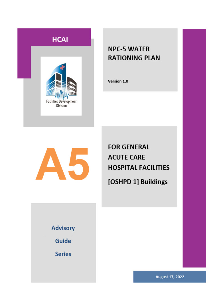 NPC-5 Water Rationing Plan for Hospitals | PDF | Hand Washing | Water