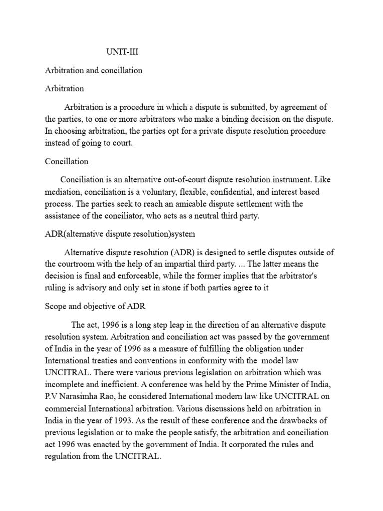 UNIT-III PPLE | PDF | Arbitration | Alternative Dispute Resolution