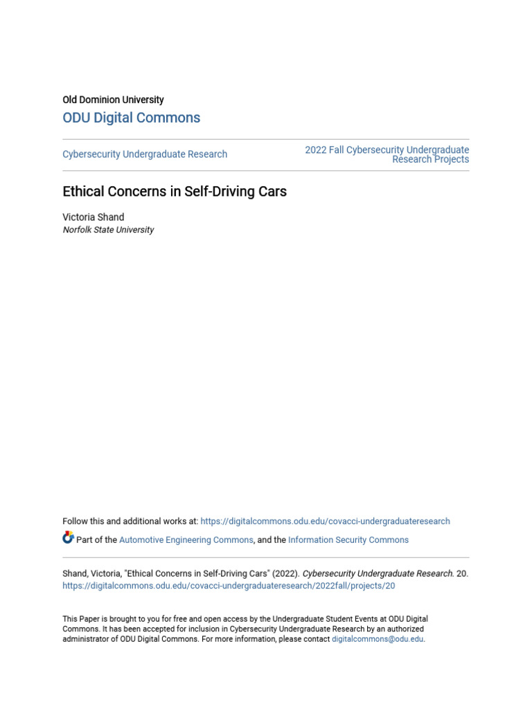 Ethical Concerns in Self-Driving Cars | PDF | Utilitarianism | Safety