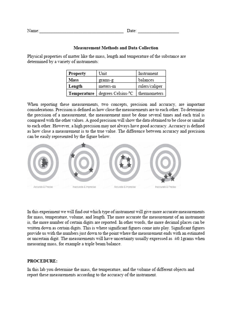CHEM 1411 Lab 1 Measurement | PDF | Significant Figures | Measurement