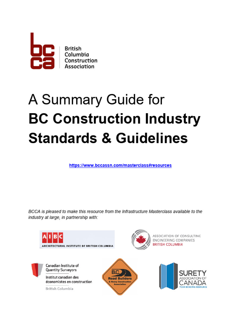 BC Construction Standards Summary Guide | PDF | Surety | Insurance