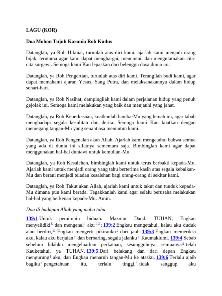 Doa dan Mazmur untuk Bimbingan Roh | PDF