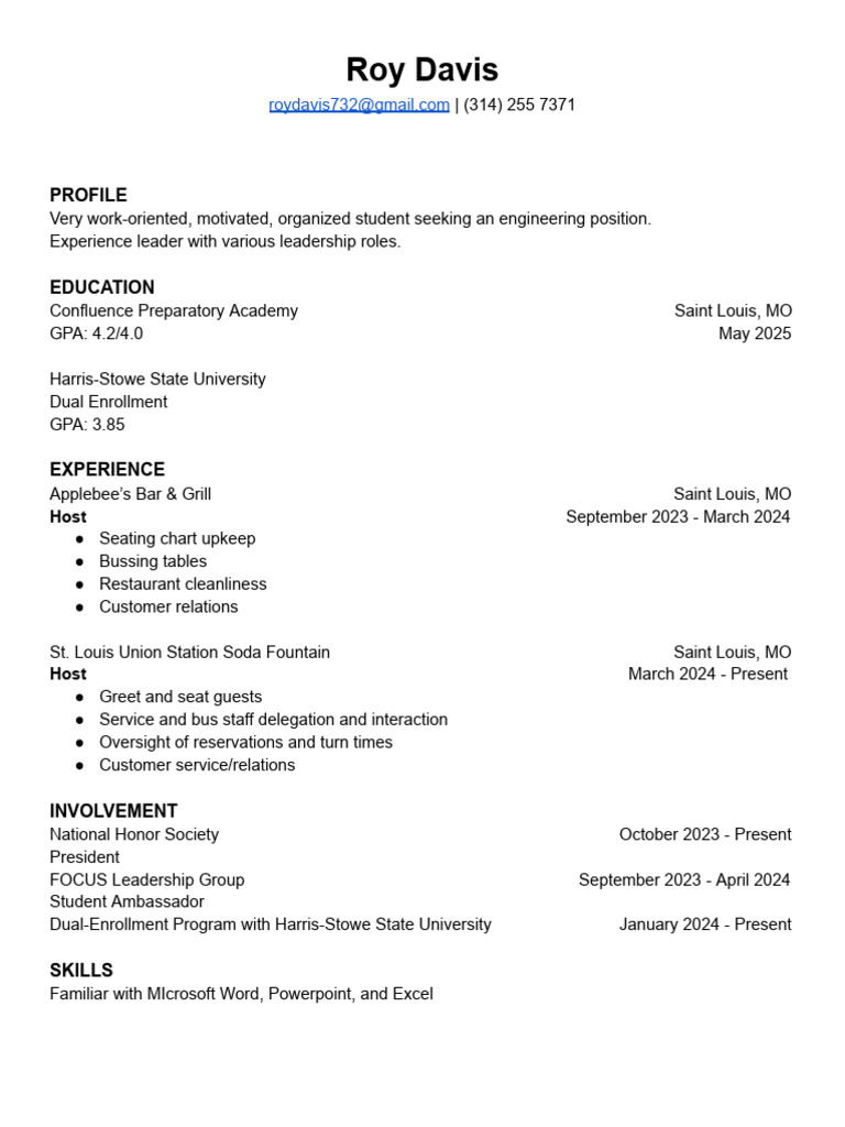 Roy Davis - Resume November 2024 | PDF