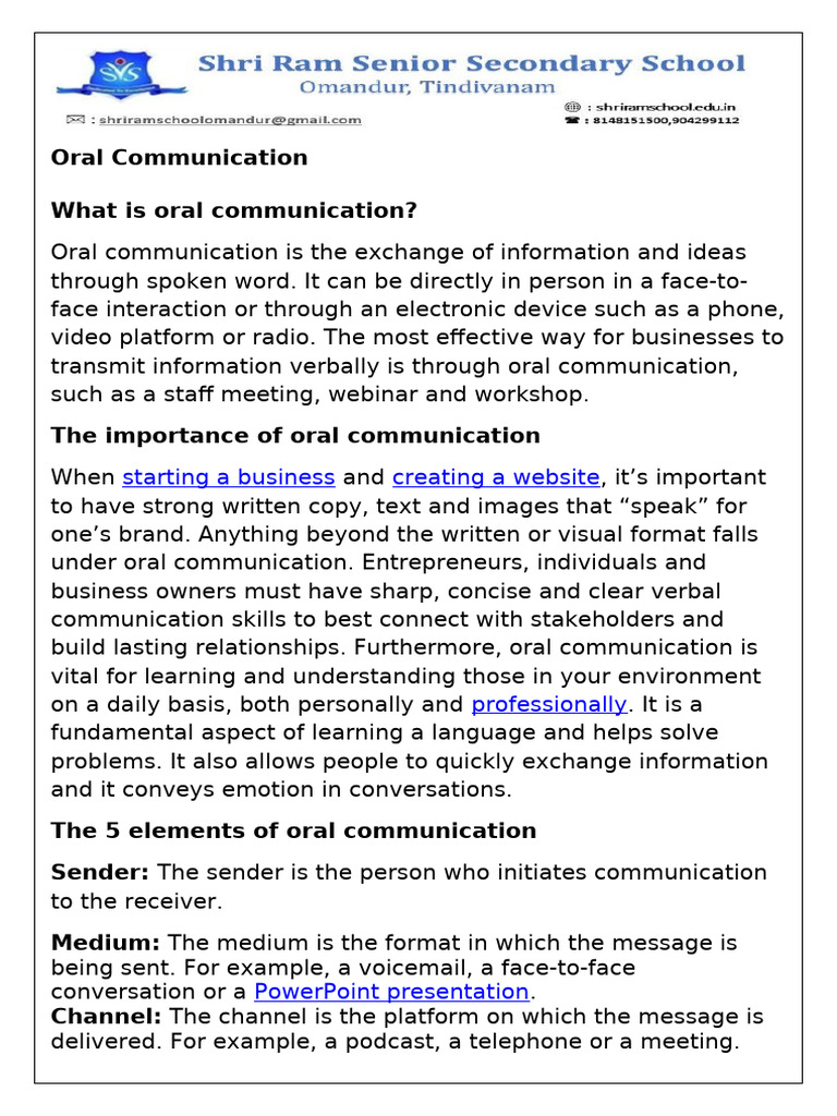 ORAL COMMUNICATION | PDF | Communication | Conversation