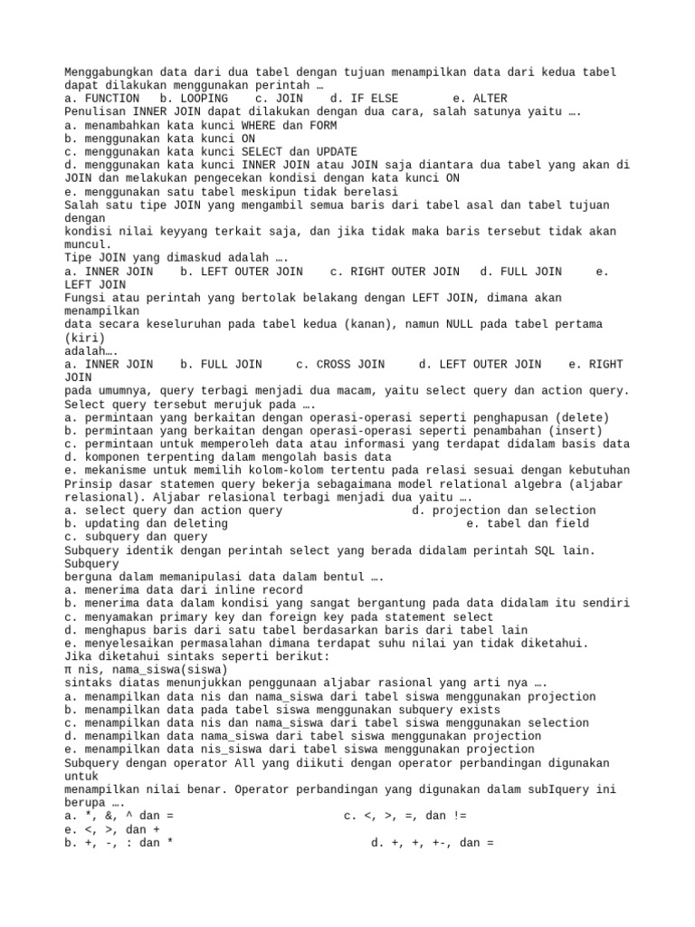 Konsep Dasar SQL dan RDBMS | PDF