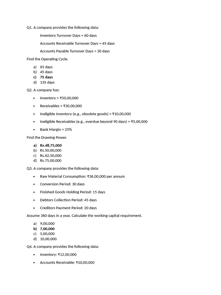 Sidbi Numericals MPBF Etc | PDF | Working Capital | Debt